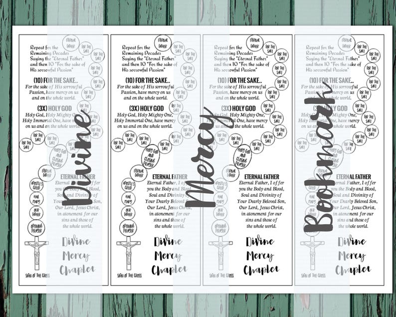 Divine Mercy Chaplet Bookmark: Catholic Prayer Guide (PDF) - Etsy