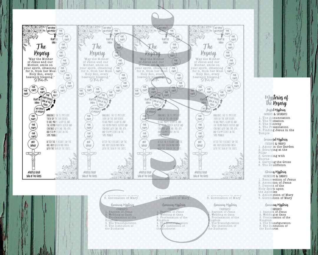 Rosary Digital Bookmarks, Catholic School, Religious Education, How to ...