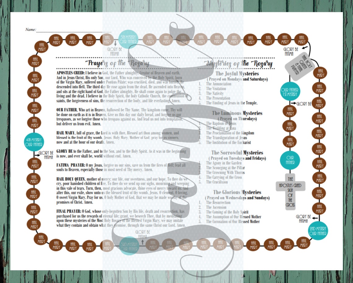 Rosary Prayer Guide: Visual Learning Aid (digital Download) - Etsy