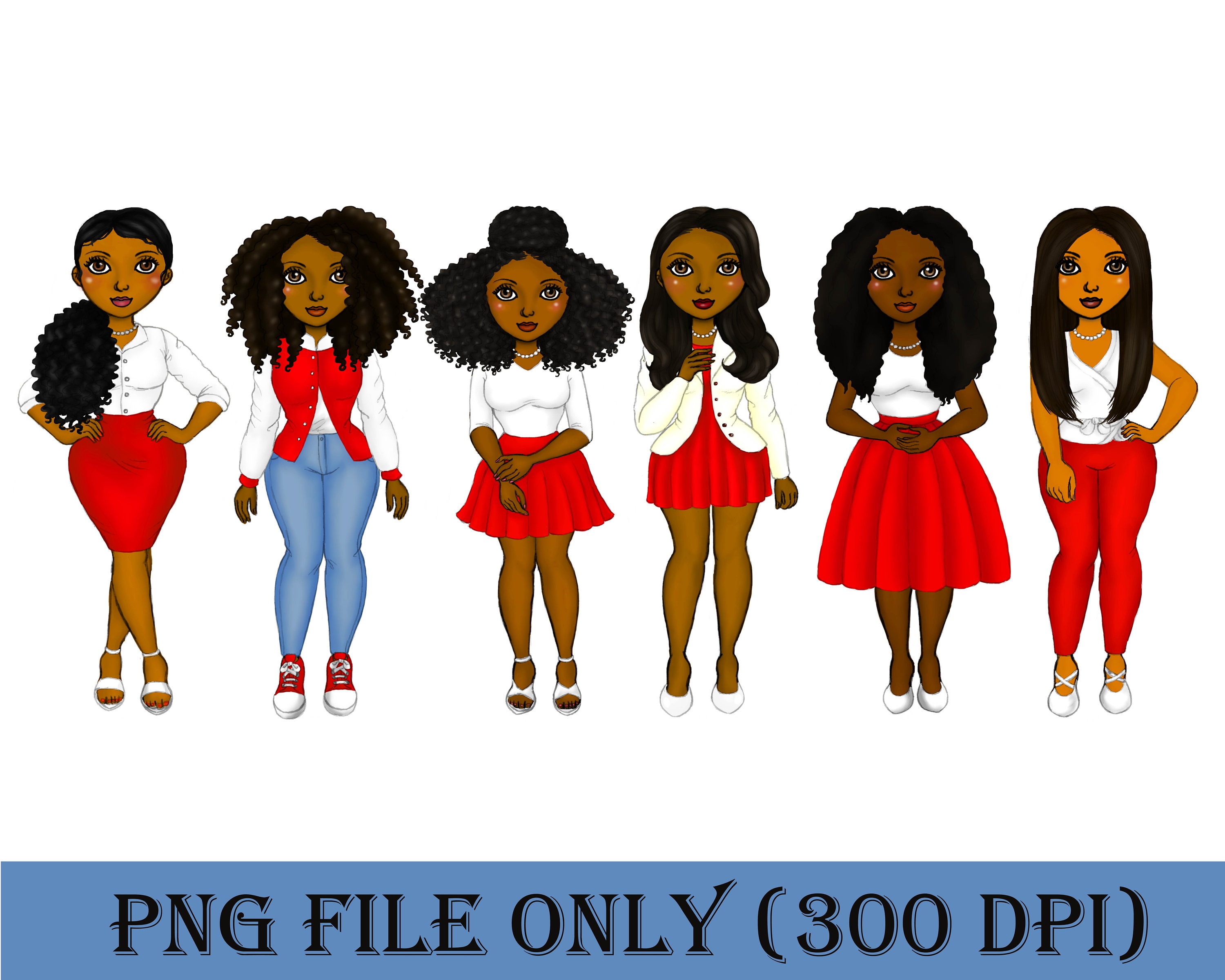 Natural Hair Delta Girls PNG Bundle, Delta Sigma Theta Sorority Girls ...