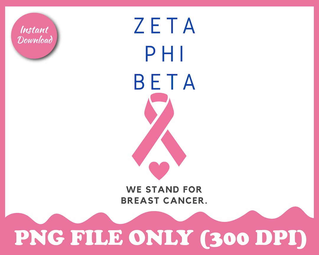 Zeta Phi Beta We Stand for Breast Cancer PNG, Pink Ribbon Clipart ...