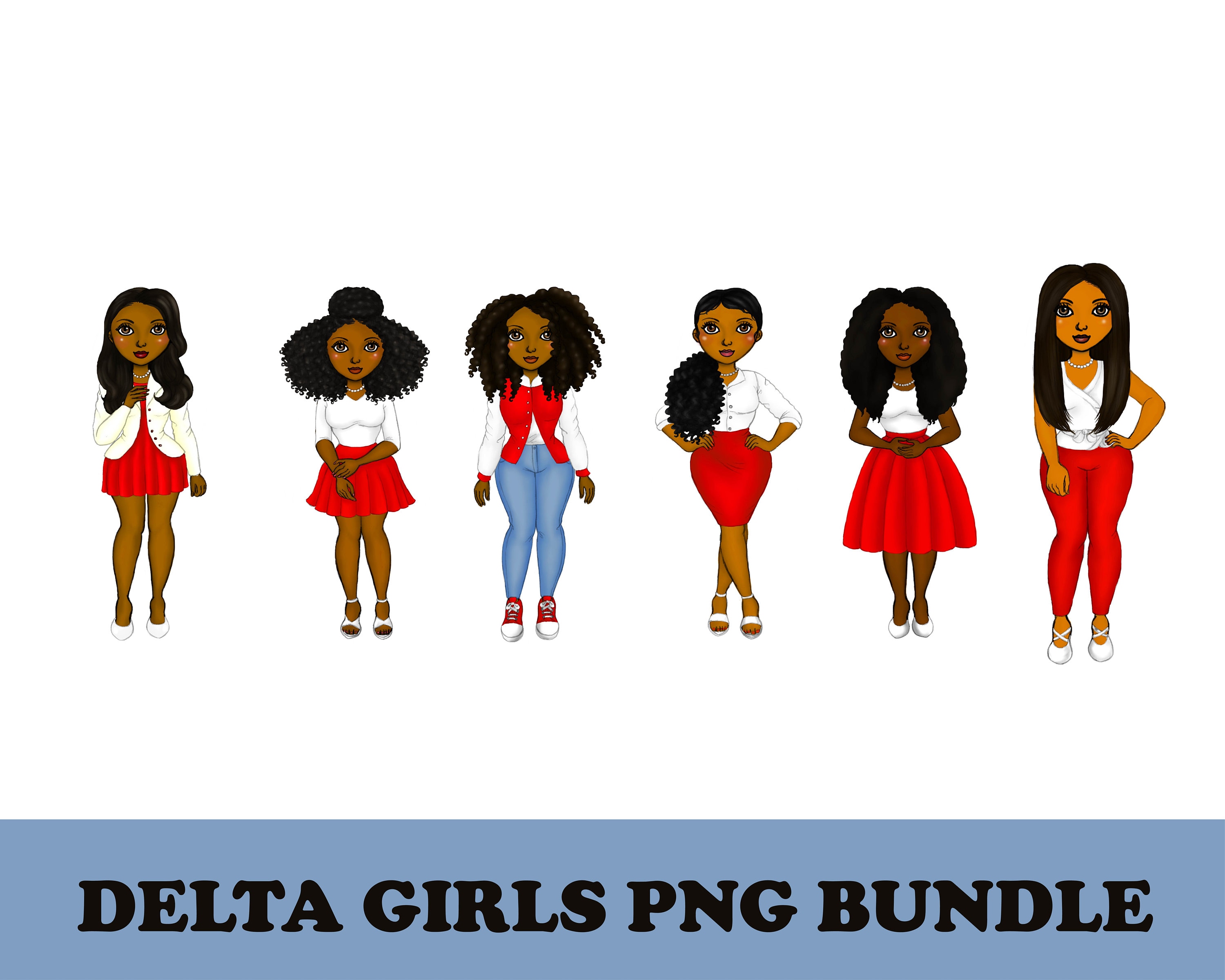 Natural Hair Delta Girls PNG Bundle, Delta Sigma Theta Sorority Girls ...