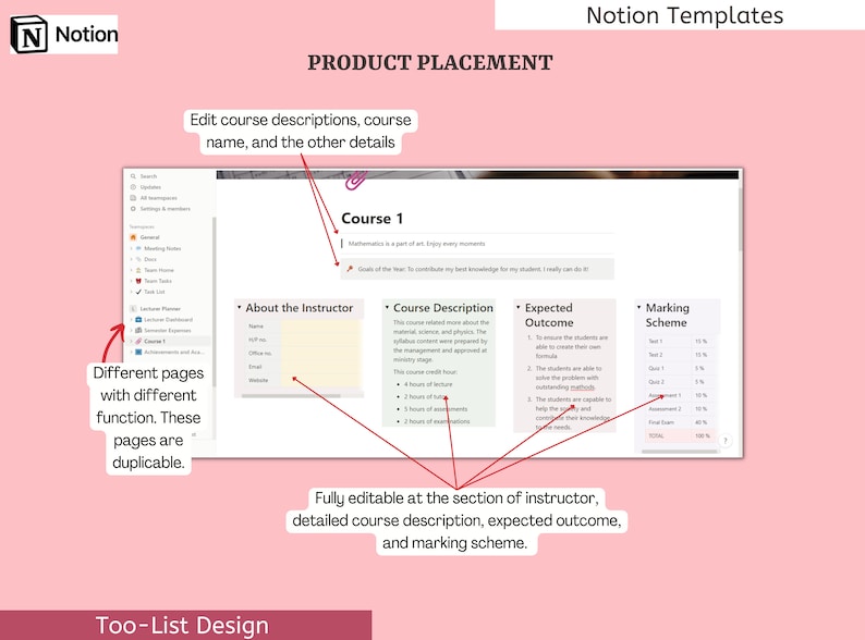 Notion Template Planner for Lecturer, Teacher, Student (PDF) - Etsy