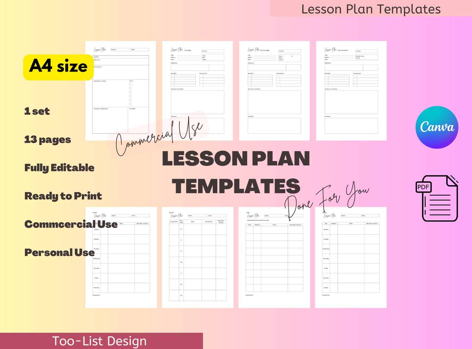 Lesson Plan Template, Teacher Planner, College University, Academic ...