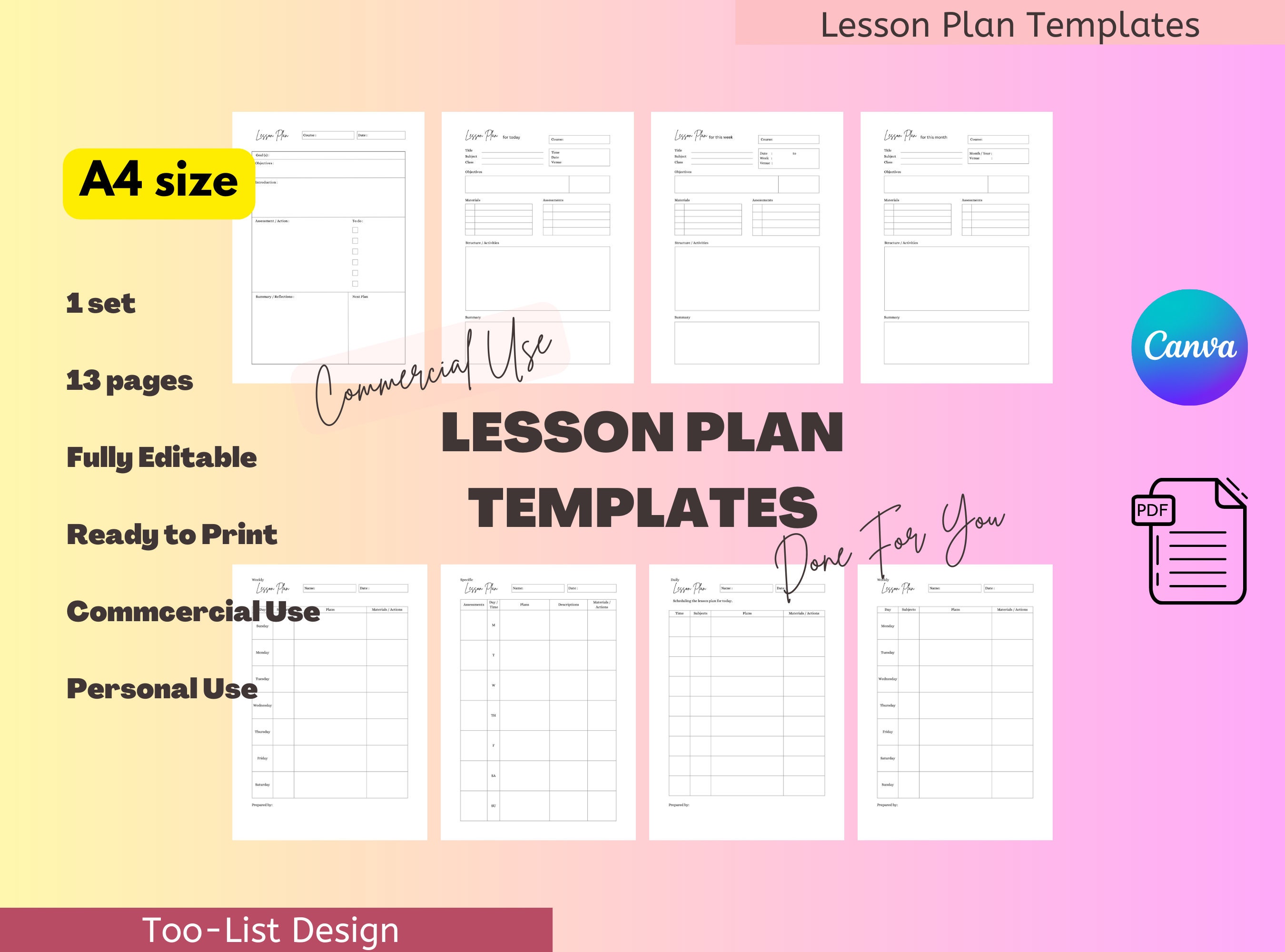 Lesson Plan Template, Teacher Planner, College University, Academic ...