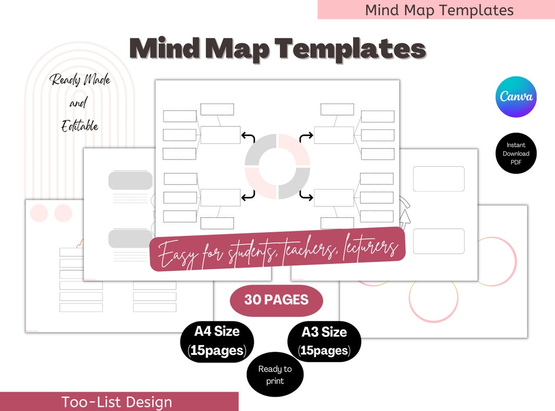 Printable Mind Map Note Template: Study Aid PDF - Etsy