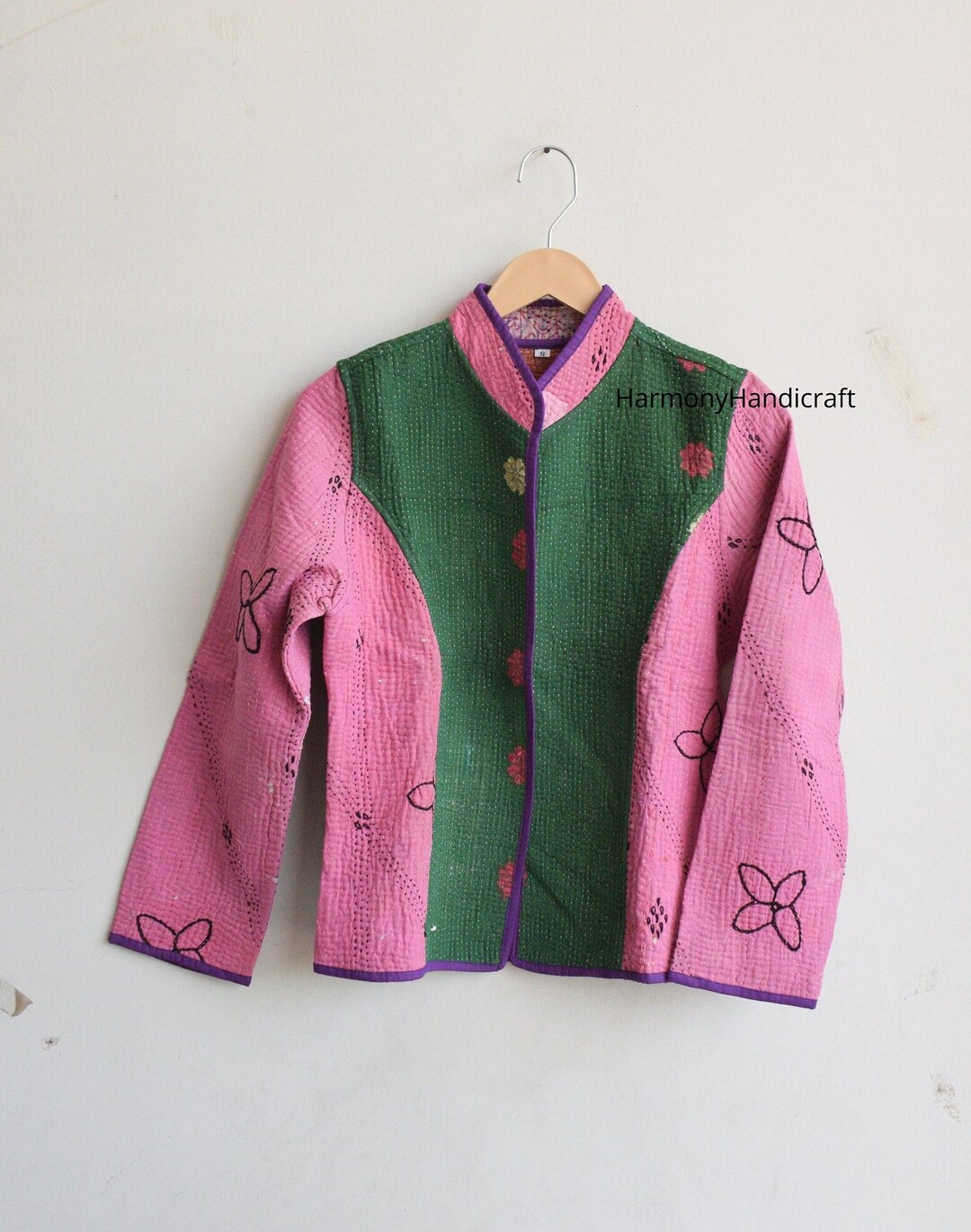 Reversible Kantha Jacket, Indian Handmade Kantha Quilted Jacket, Kantha ...