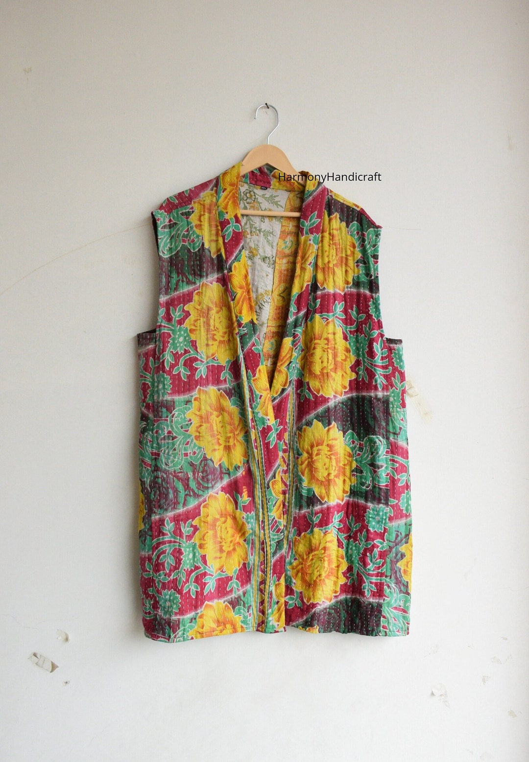 Kantha Waistcoat,reversible Kantha Jacket, Vintage Kantha Jacket ...