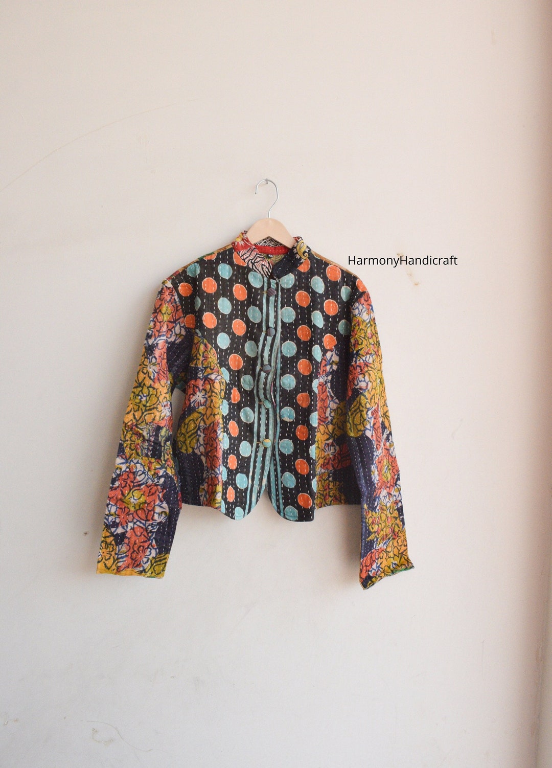 Reversible Kantha Jacket, Indian Handmade Kantha Quilted Jacket, Kantha ...