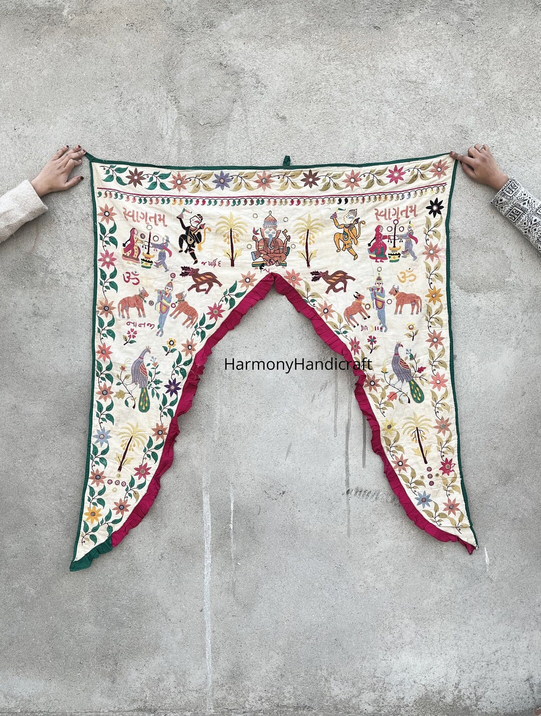 Kuchi Embroidery Toran, Indian Banjara Toran Boho Antique Wall Hanging ...