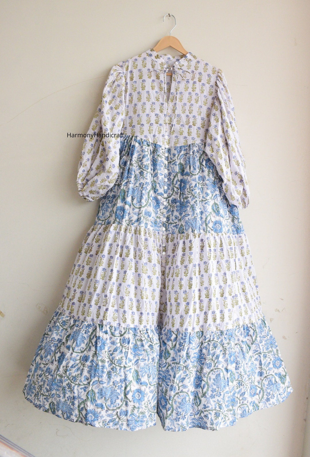 Cotton Block Print Dress, Cotton Ruffle Dress,cotton Tier Dress ...