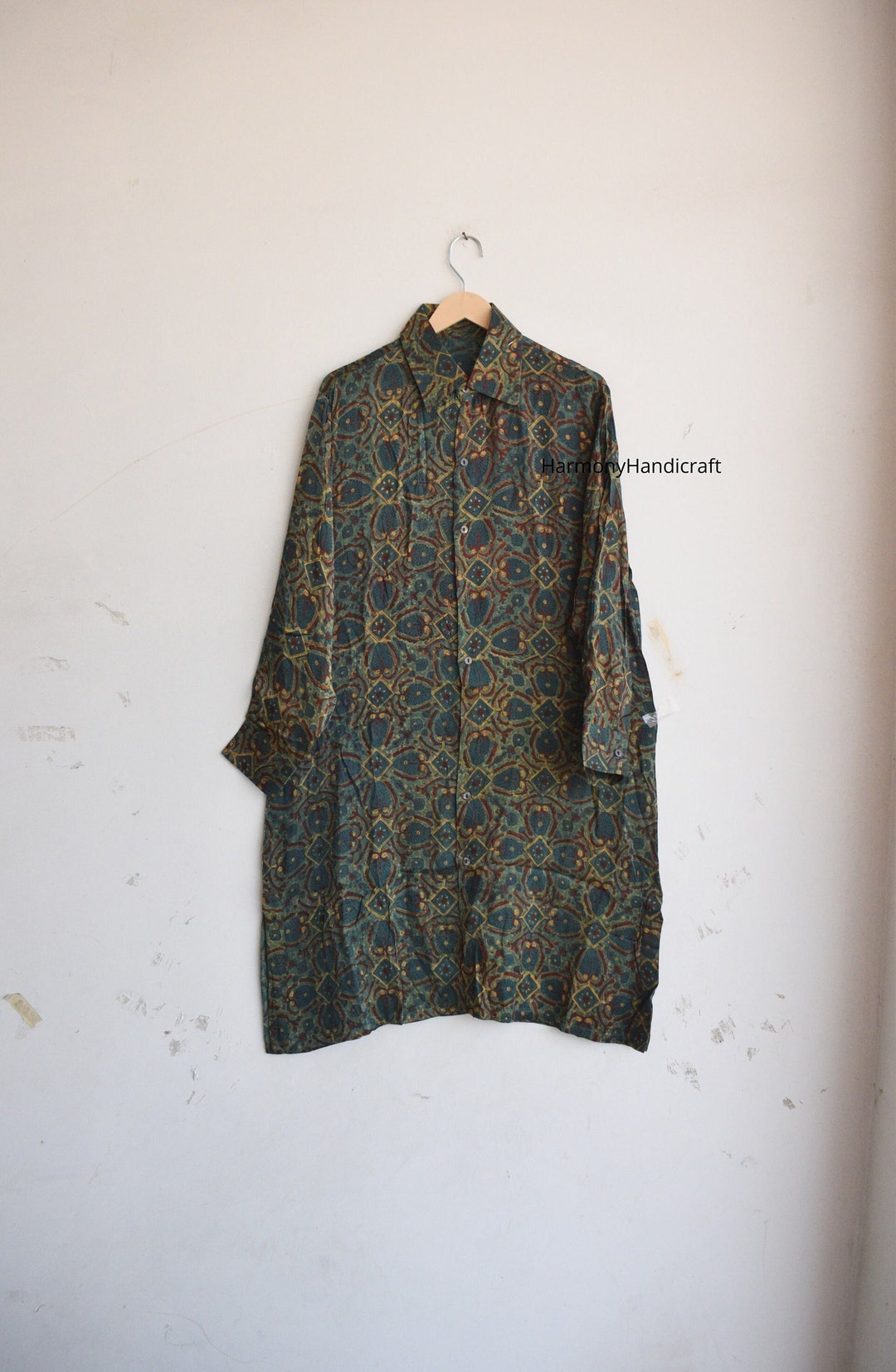 Modal silk shirt, Silk shirt, Modal shirt, Modal printed shirt, Boho ...