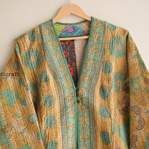 Vintage Kantha Kimono, Indian Handmade Kantha Quilted Jacket, Kantha Kimono Jacket, Cotton ...
