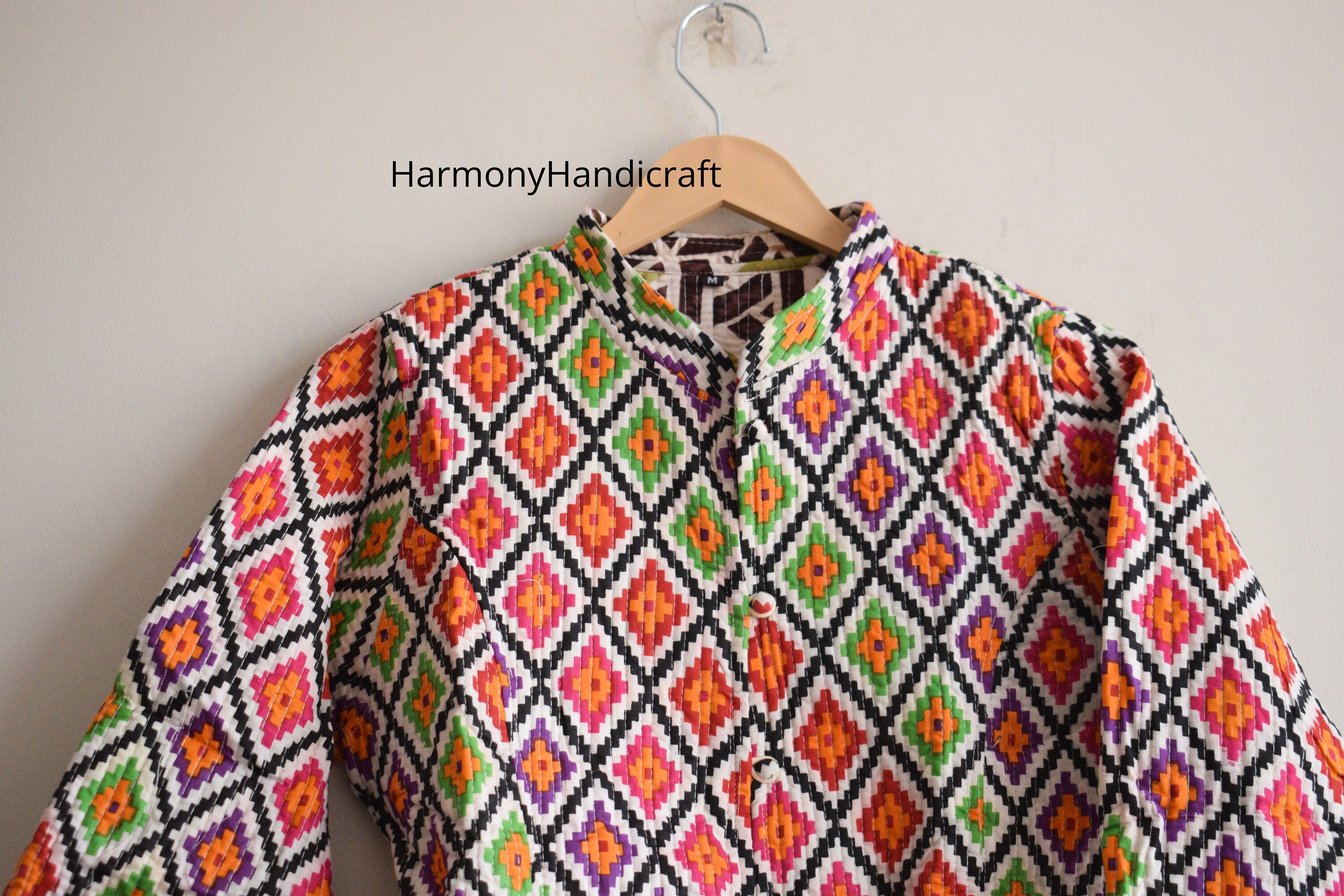 Kantha Quilted Jacket Indian Handblock Print Quilted Jacket - Etsy