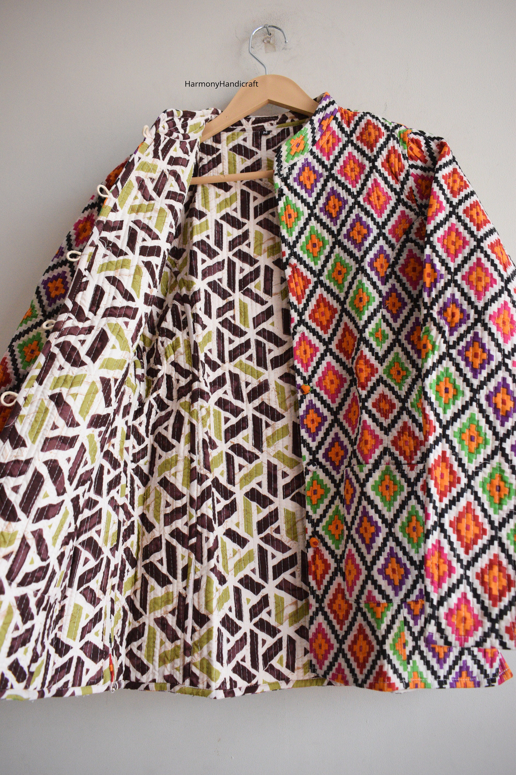 Kantha Quilted Jacket Indian Handblock Print Quilted Jacket - Etsy