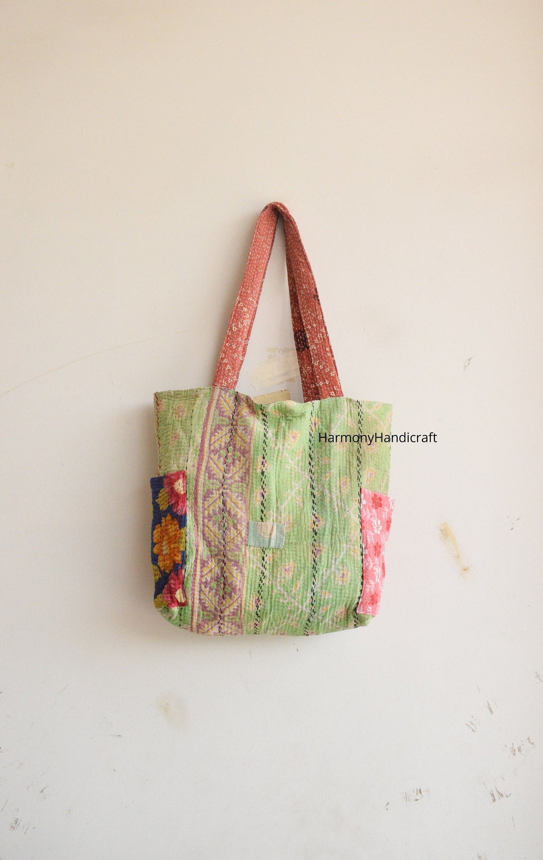 Kantha Shoulder Bag, Kantha Tote Bag, Handmade Bag, Cotton Kantha Bag ...