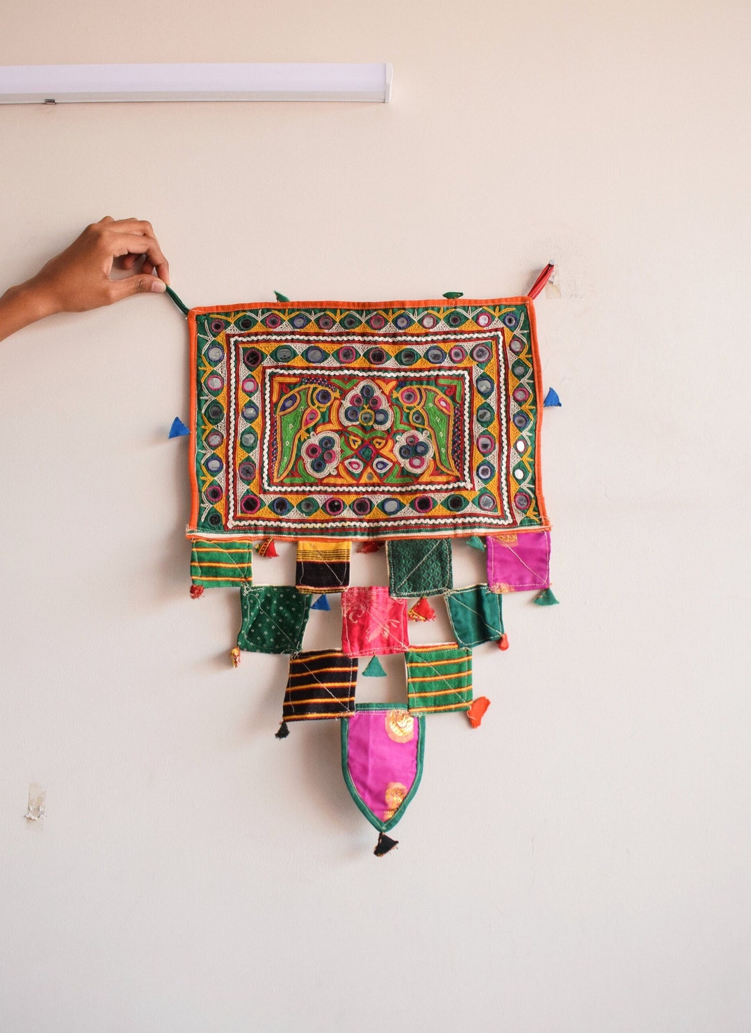 Vintage Banjara Wall Hanging, Ethnic Wall Art, Hand Embroidery Decor, Indian Vintage Wall ...