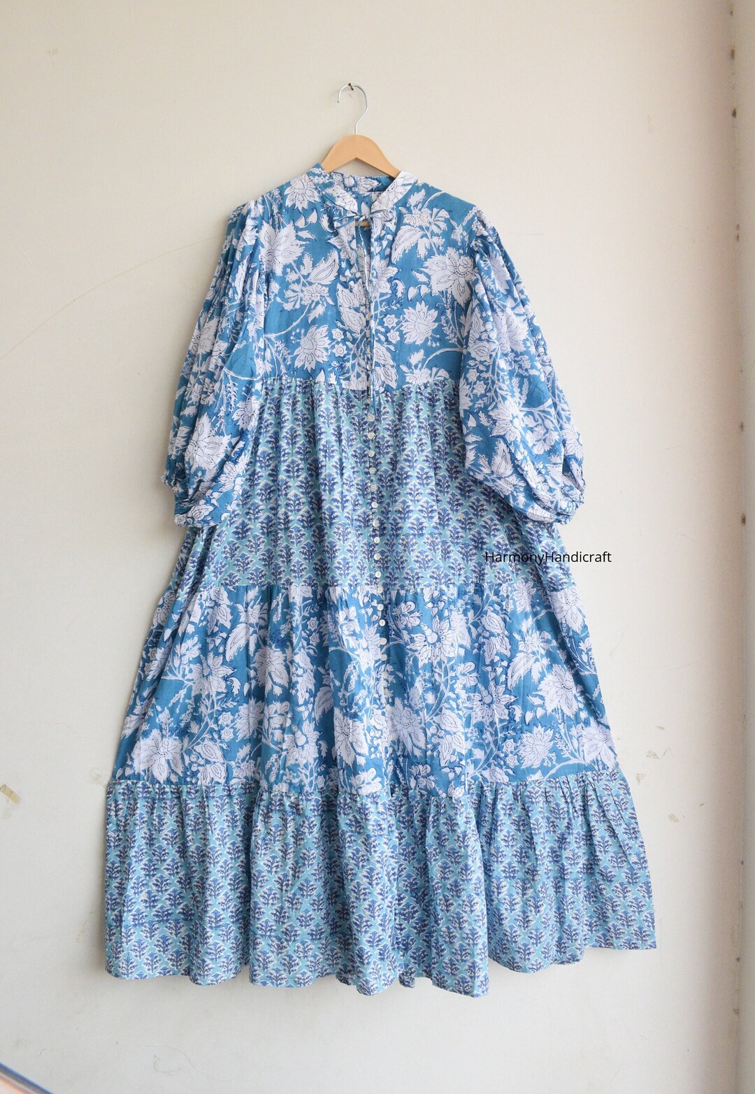 Cotton Block Print Dress, Cotton Ruffle Dress,cotton Tier Dress ...