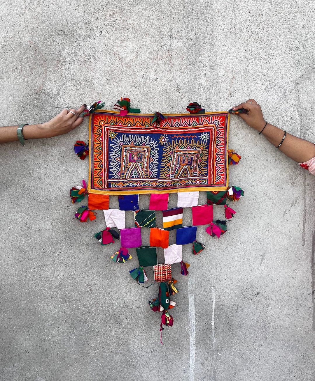 Vintage Banjara Wall Hanging, Ethnic Wall Art, Hand Embroidery Decor, Indian Vintage Toran ...