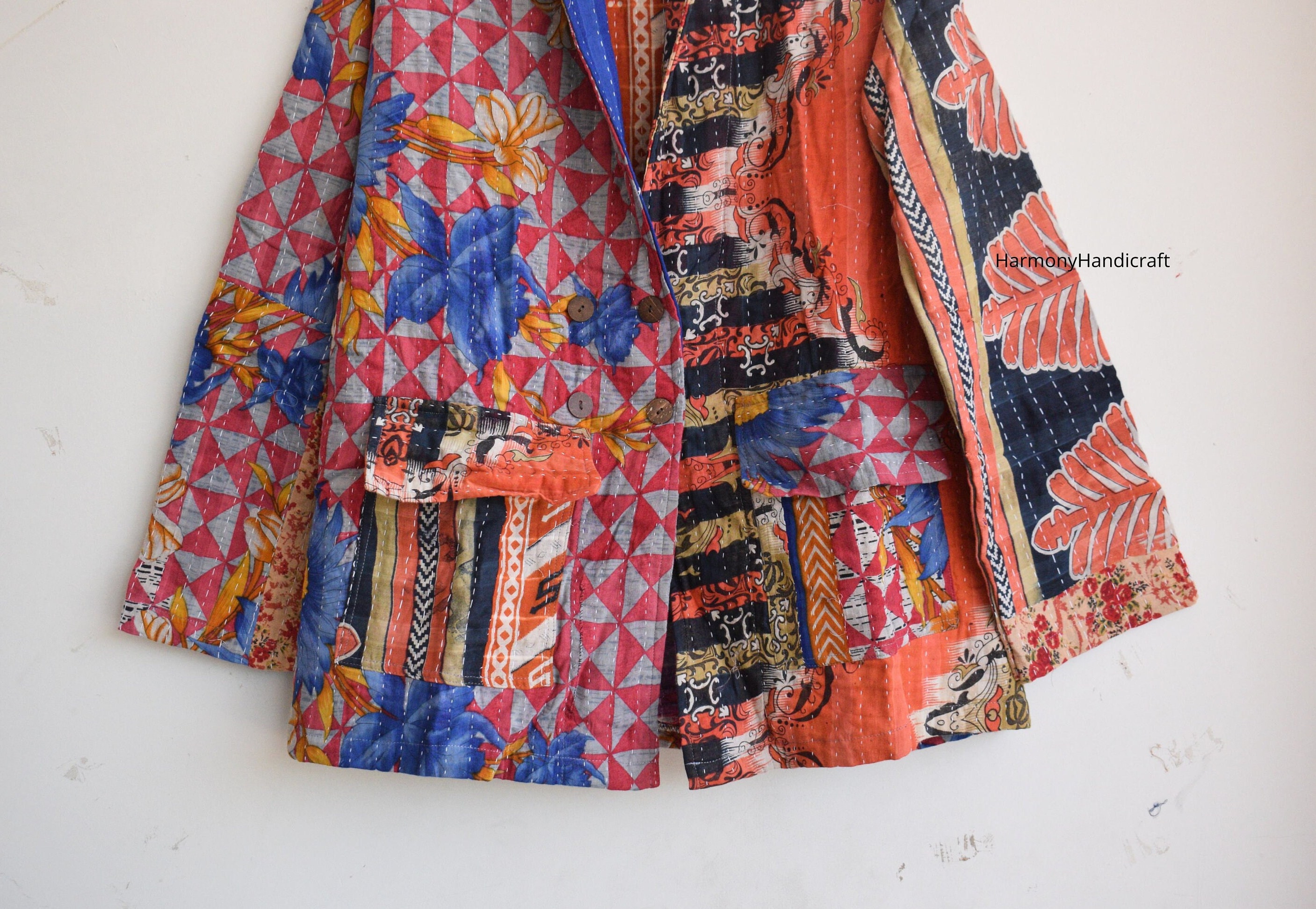 Kantha Coat, Vintage Kantha Kimono, Indian Handmade Kantha Quilted ...