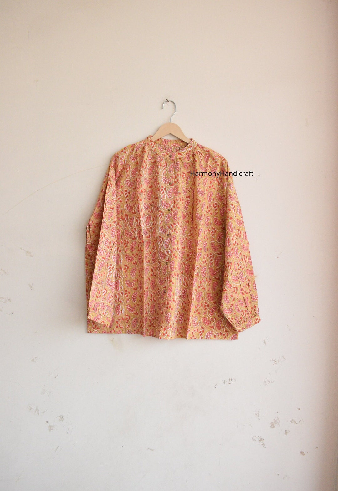 Indian Handmade Cotton Block Print Shirt, Unisex Shirt, Indian Soft ...