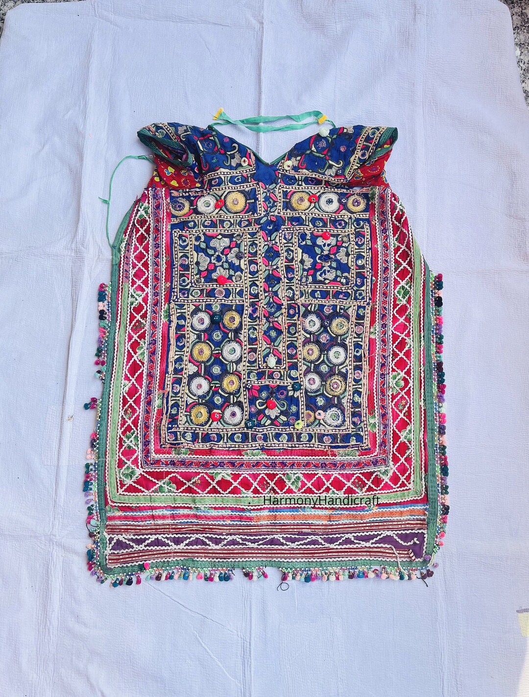 Vintage Banjara Neck Yoke, Embroidered Mirror Work Patch - Etsy