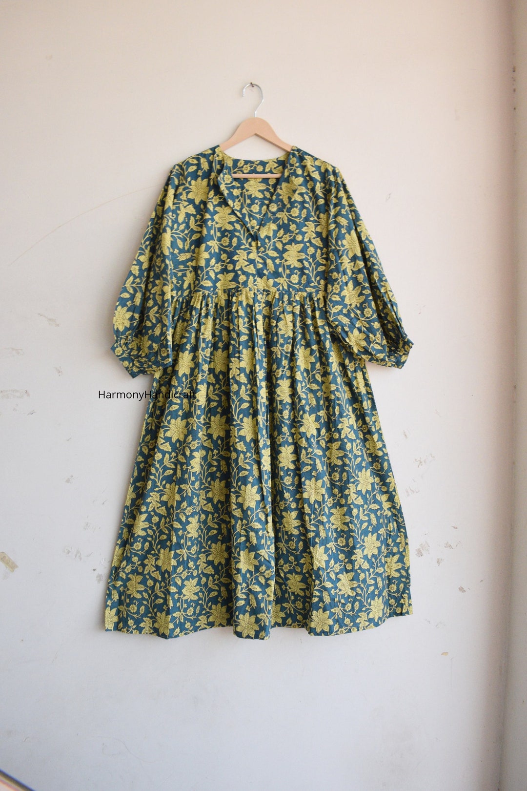 Cotton Block Print Dress, Cotton Ruffle Dress,cotton Tier Dress ...