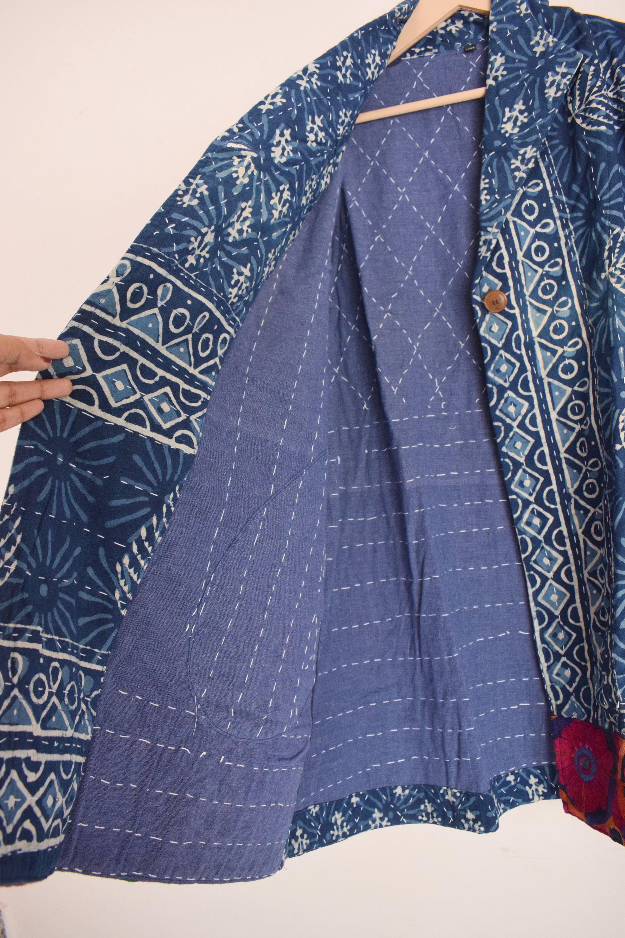 Indigo Kantha Jacket, Indian Kantha Quilted Jacket, Reversible ...