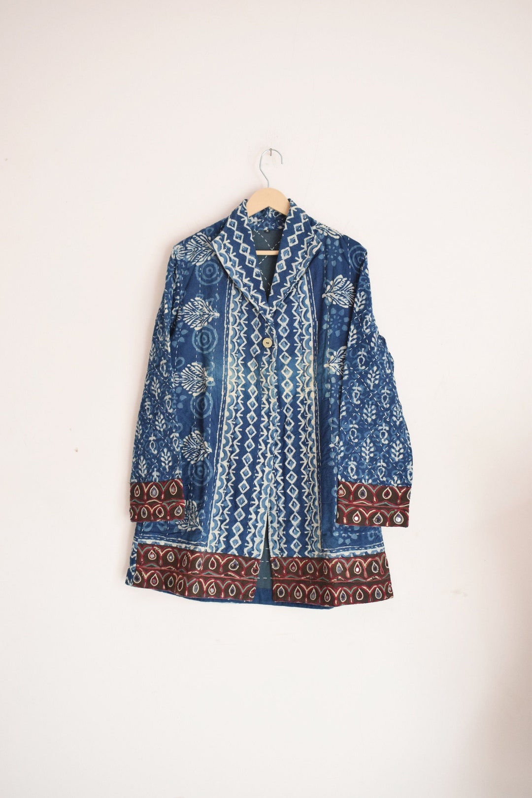 Indigo Kantha Jacket Indian Kantha Quilted Jacket Reversible - Etsy