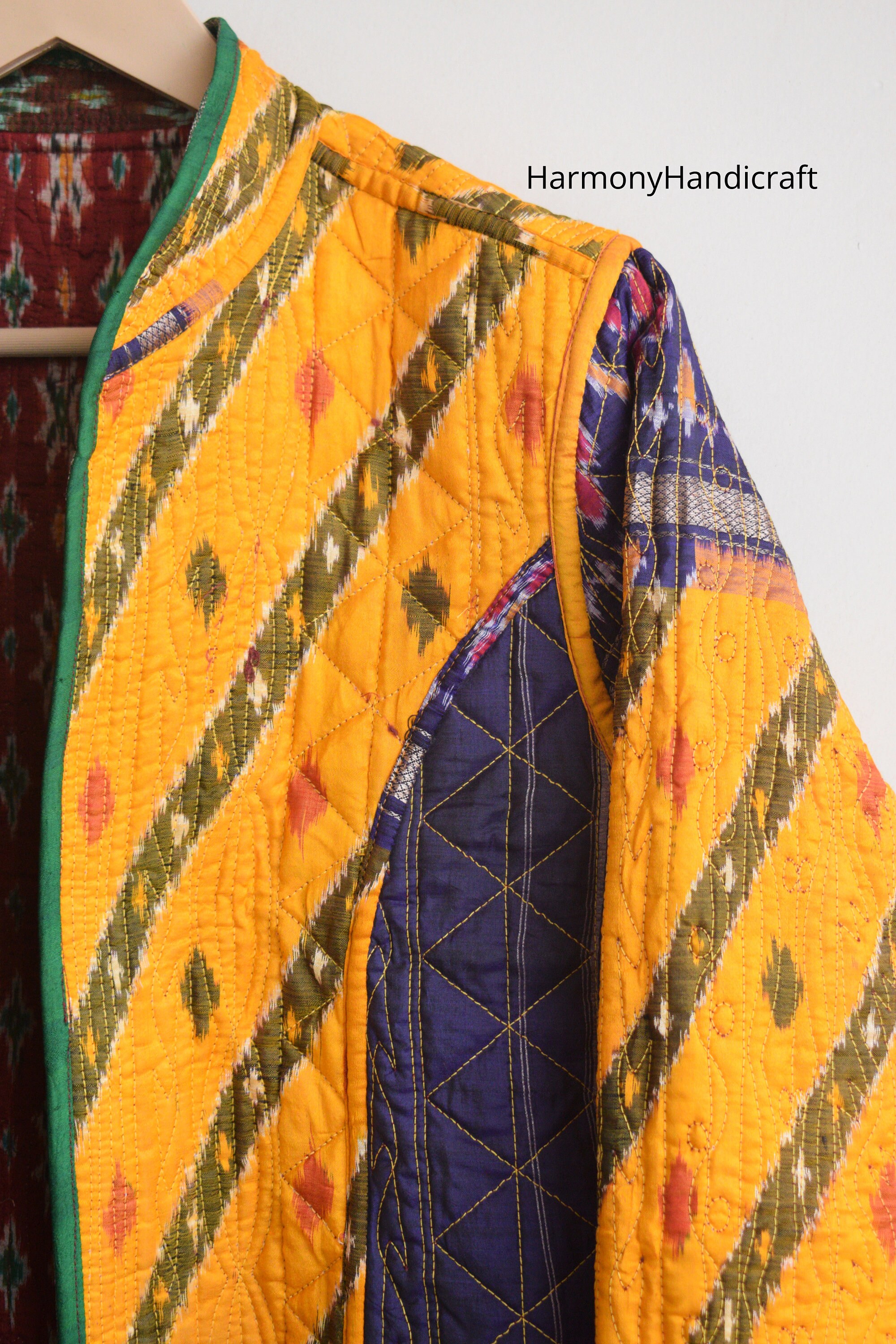 Kantha Quilted Jacket Recycled Silk Quilted Jacket Short - Etsy