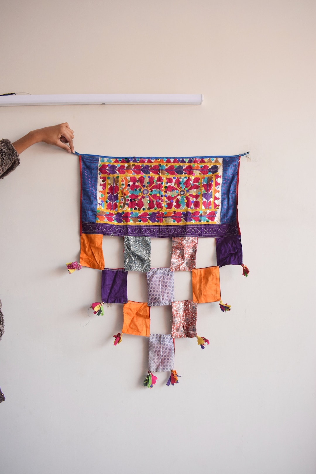 Vintage Banjara Wall Hanging, Ethnic Wall Art, Hand Embroidery Decor, Indian Vintage Wall ...