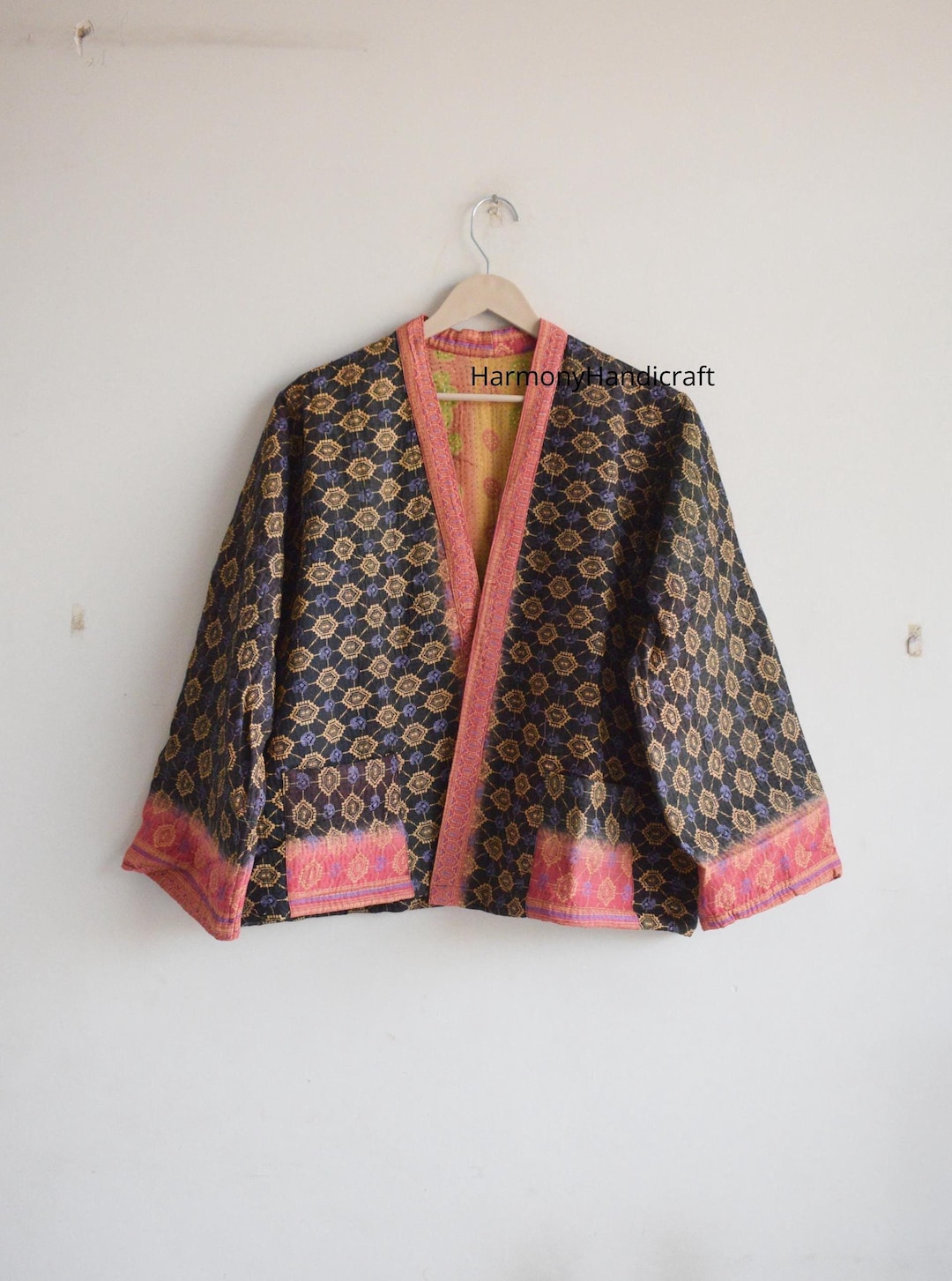 Reversible Kantha Jacket, Vintage Kantha Kimono, Indian Handmade Kantha ...