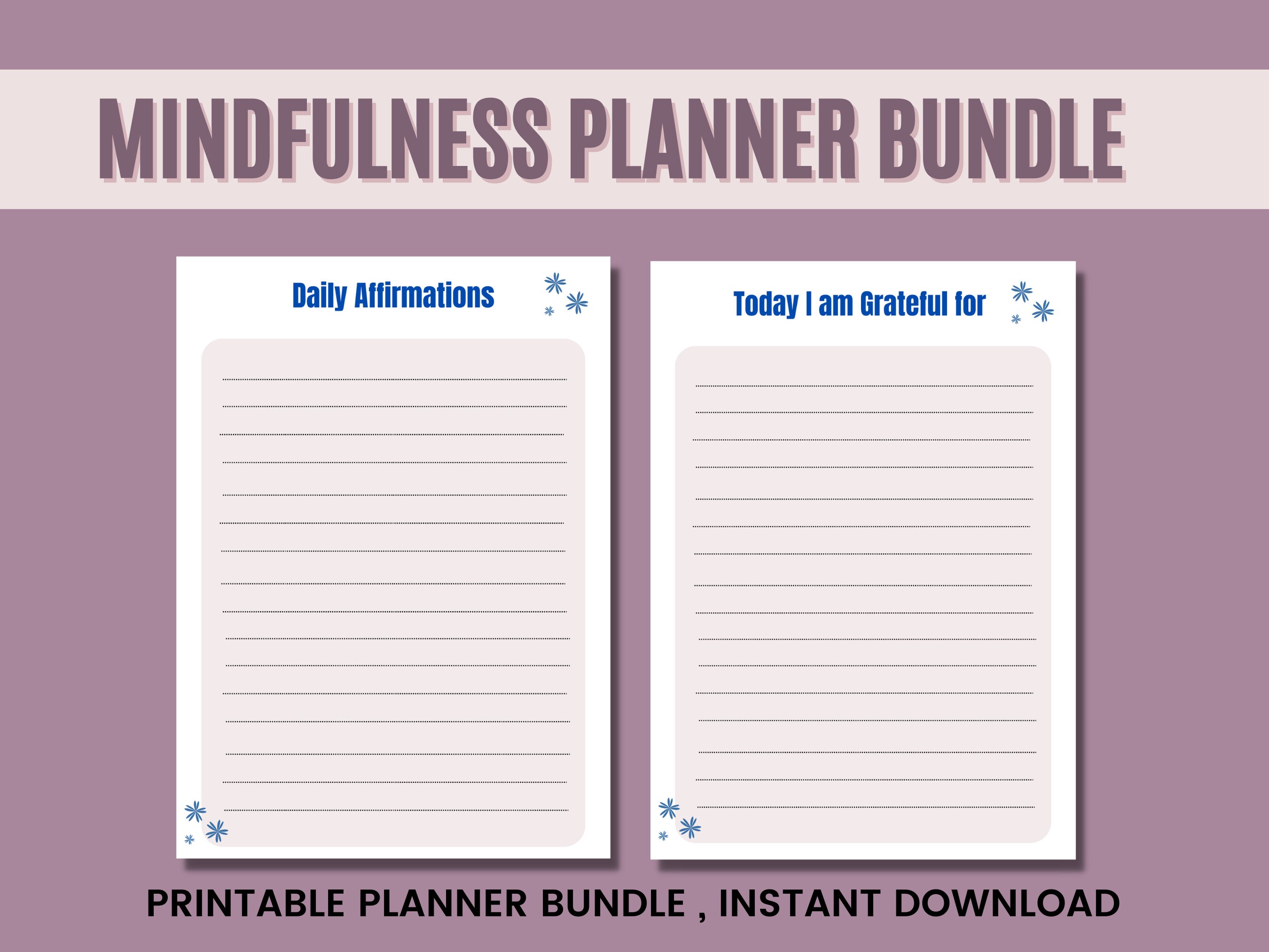 Printable Planner Bundle, Mindfulness Planner, Digital Planner Download ...