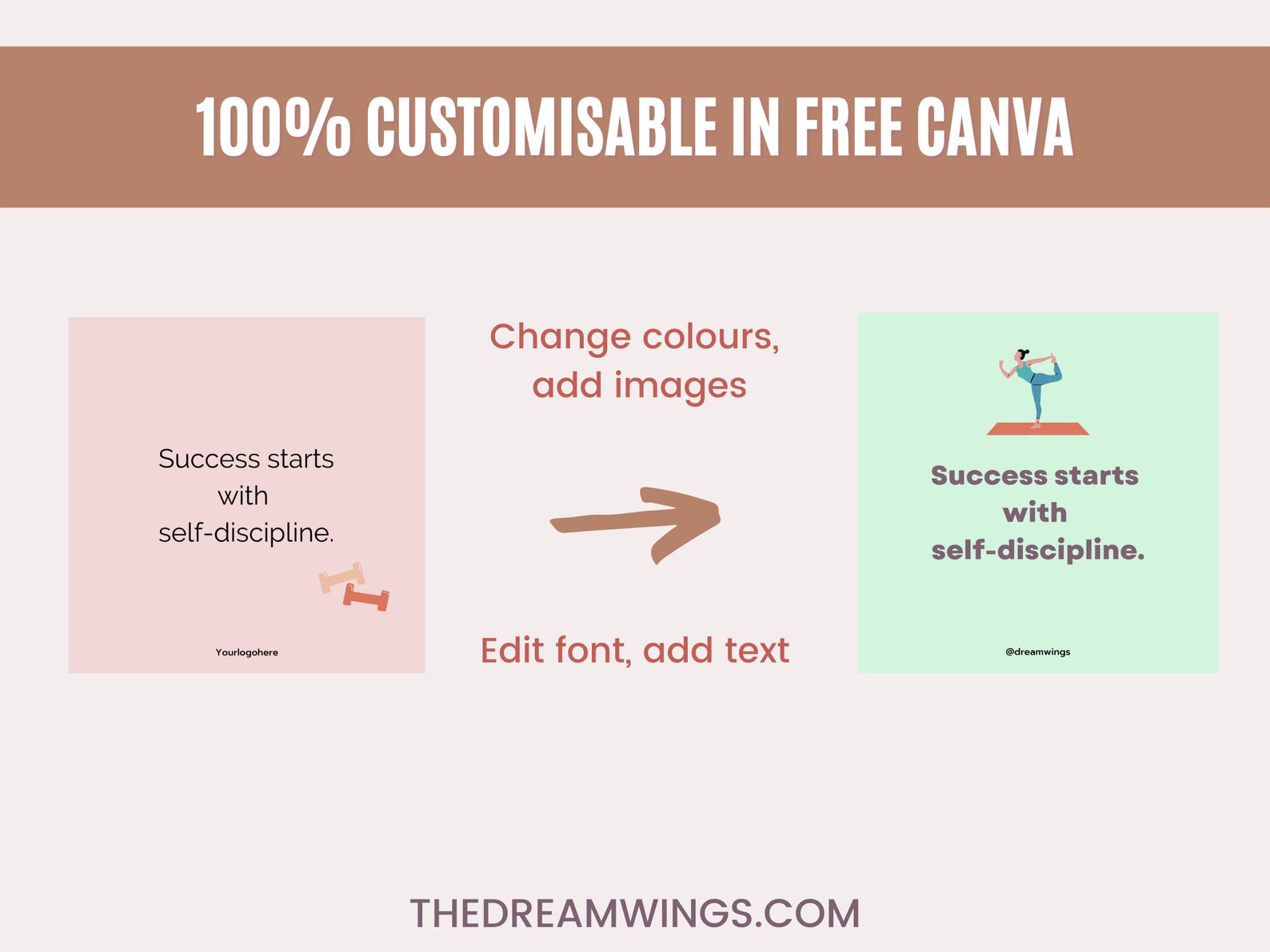 50 Editable Health Fitness Quotes Canva Templates, Weight Loss Exercise ...