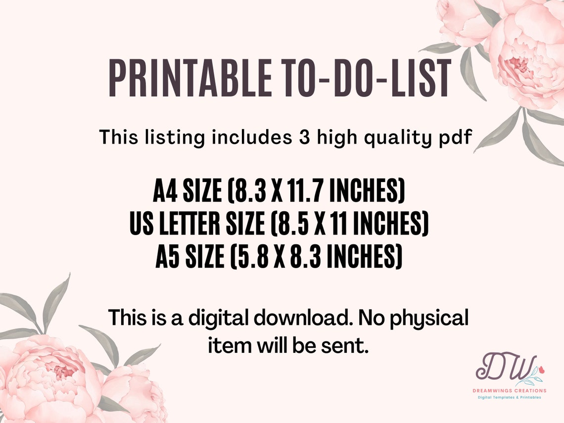 To Do List Printable Digital Download to Do List Notepad - Etsy