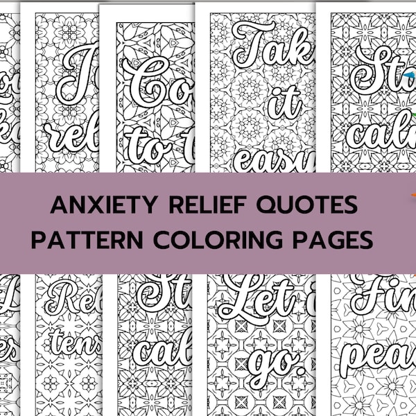 Printable Coloring Book, Mindfulness Quotes, 20 Pages Adult Coloring ...