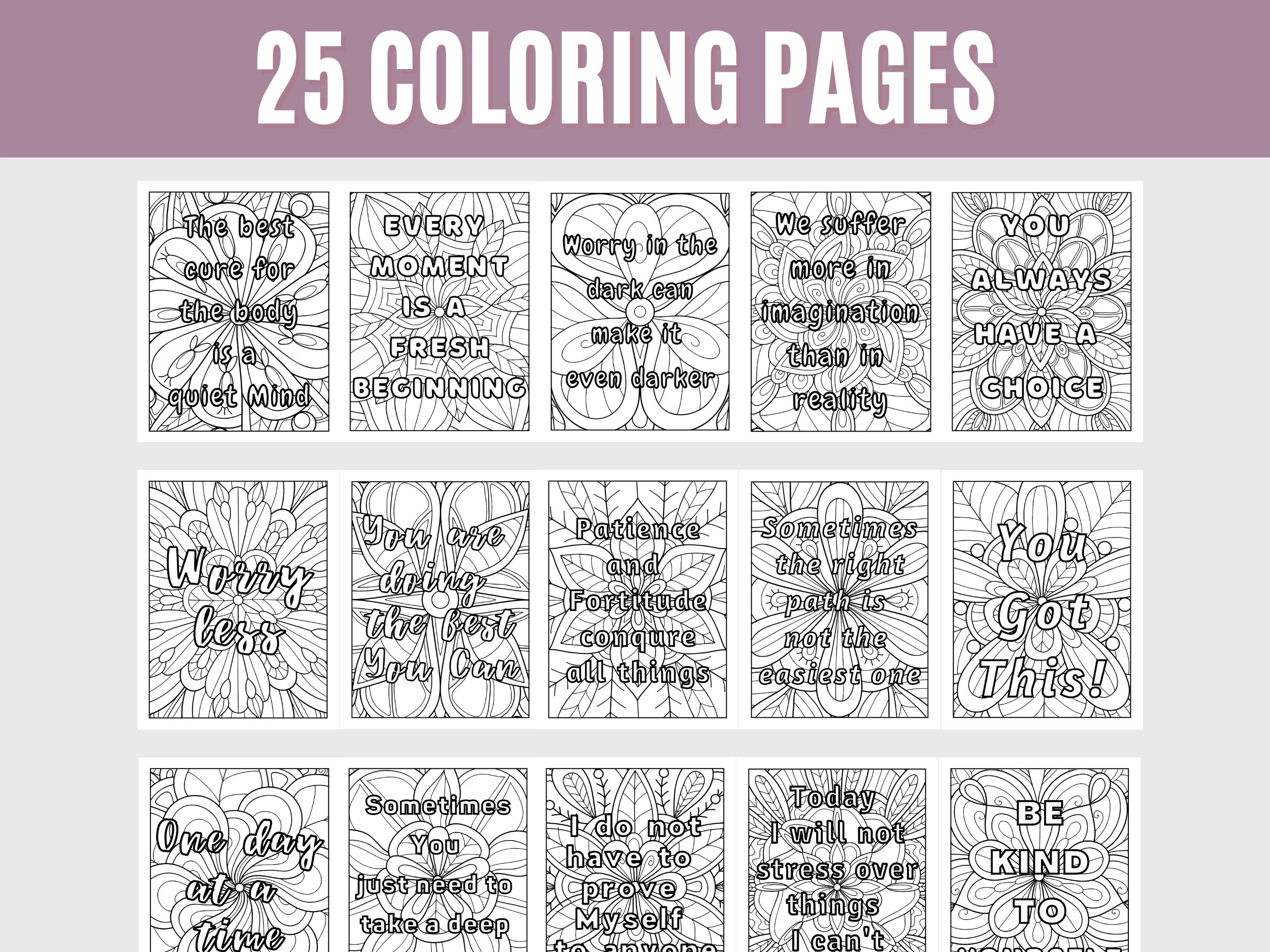 Adult Coloring Pages, Anxiety Relief Coloring, Digital Download ...