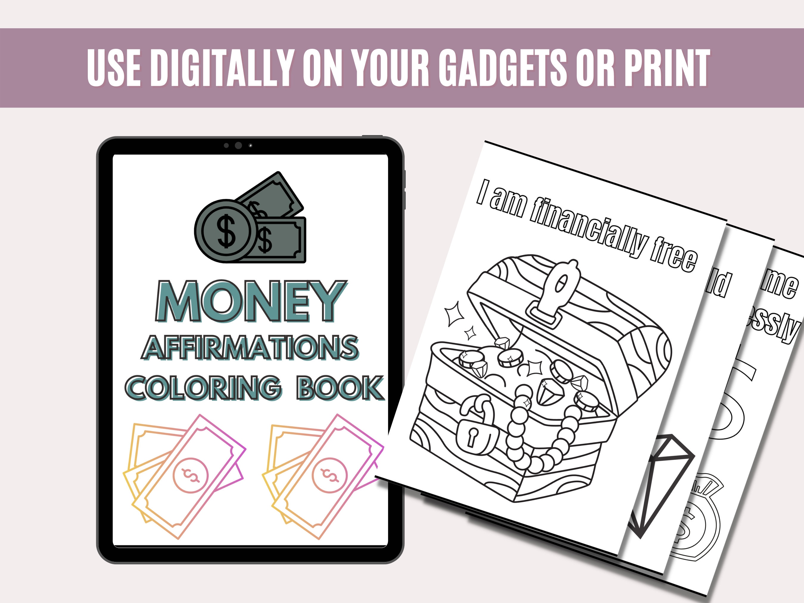 Money Affirmations Coloring Pages, Set of 10 Pages Printable Adult ...
