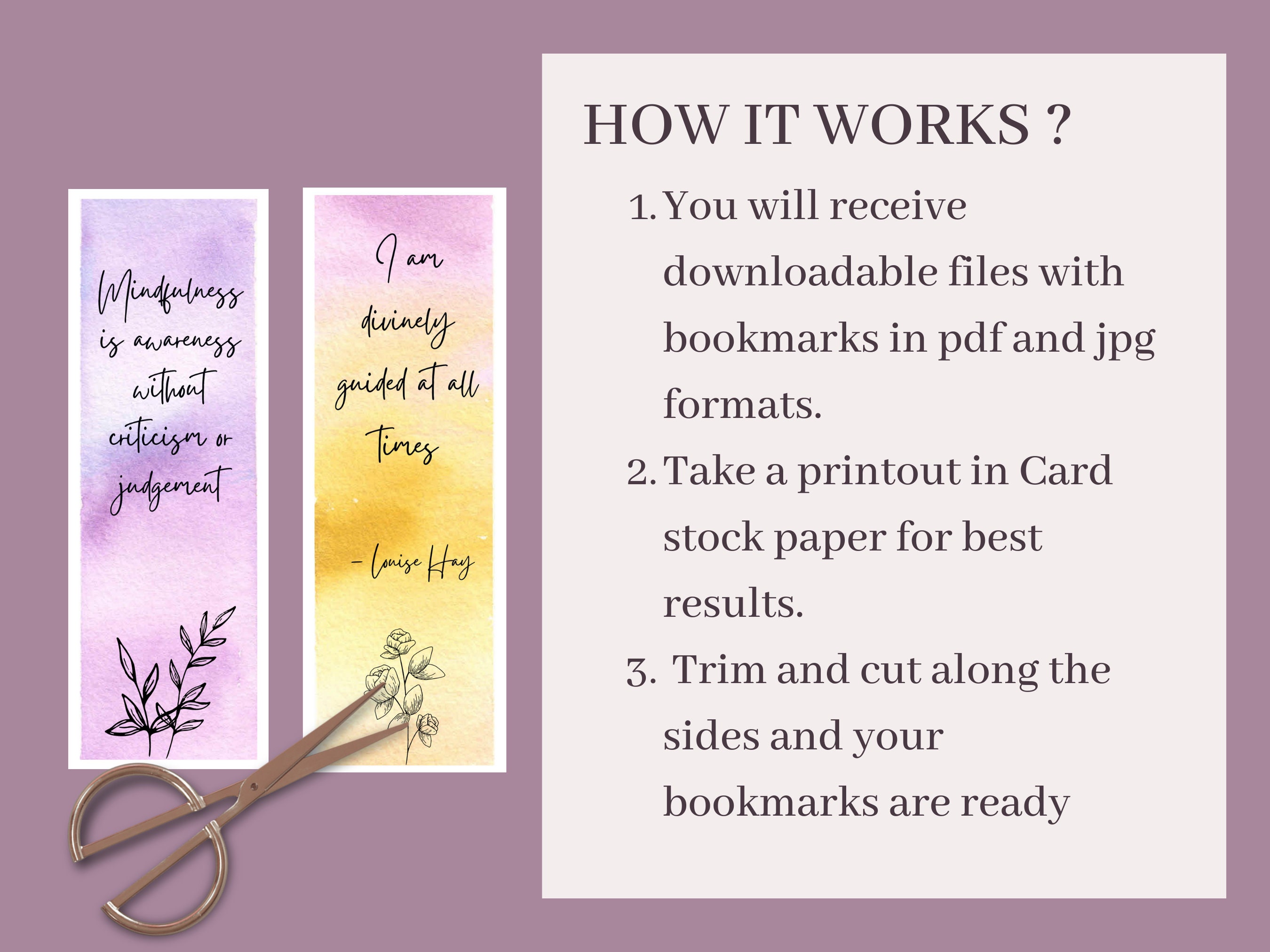 12 Printable Bookmarks Template, Mindfulness Quotes, Inspirational ...