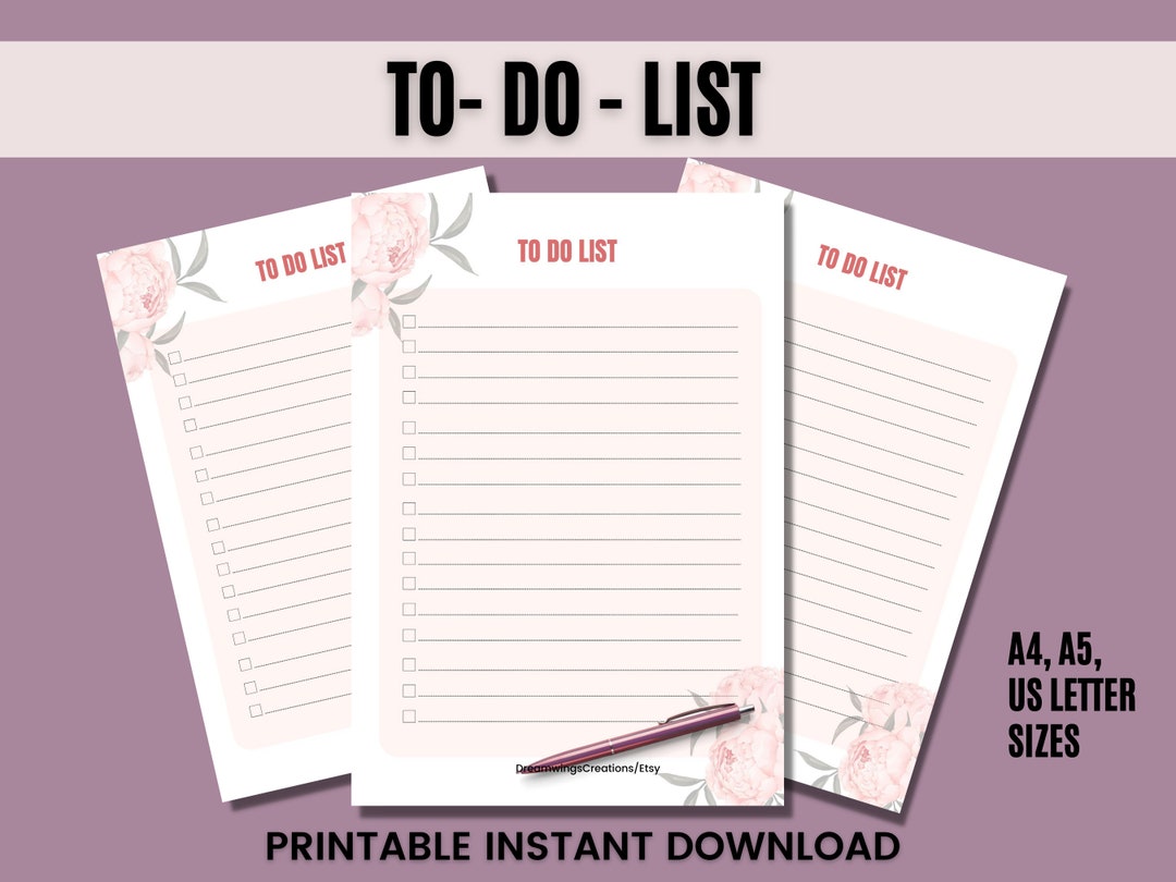 To Do List Printable Digital Download to Do List Notepad - Etsy