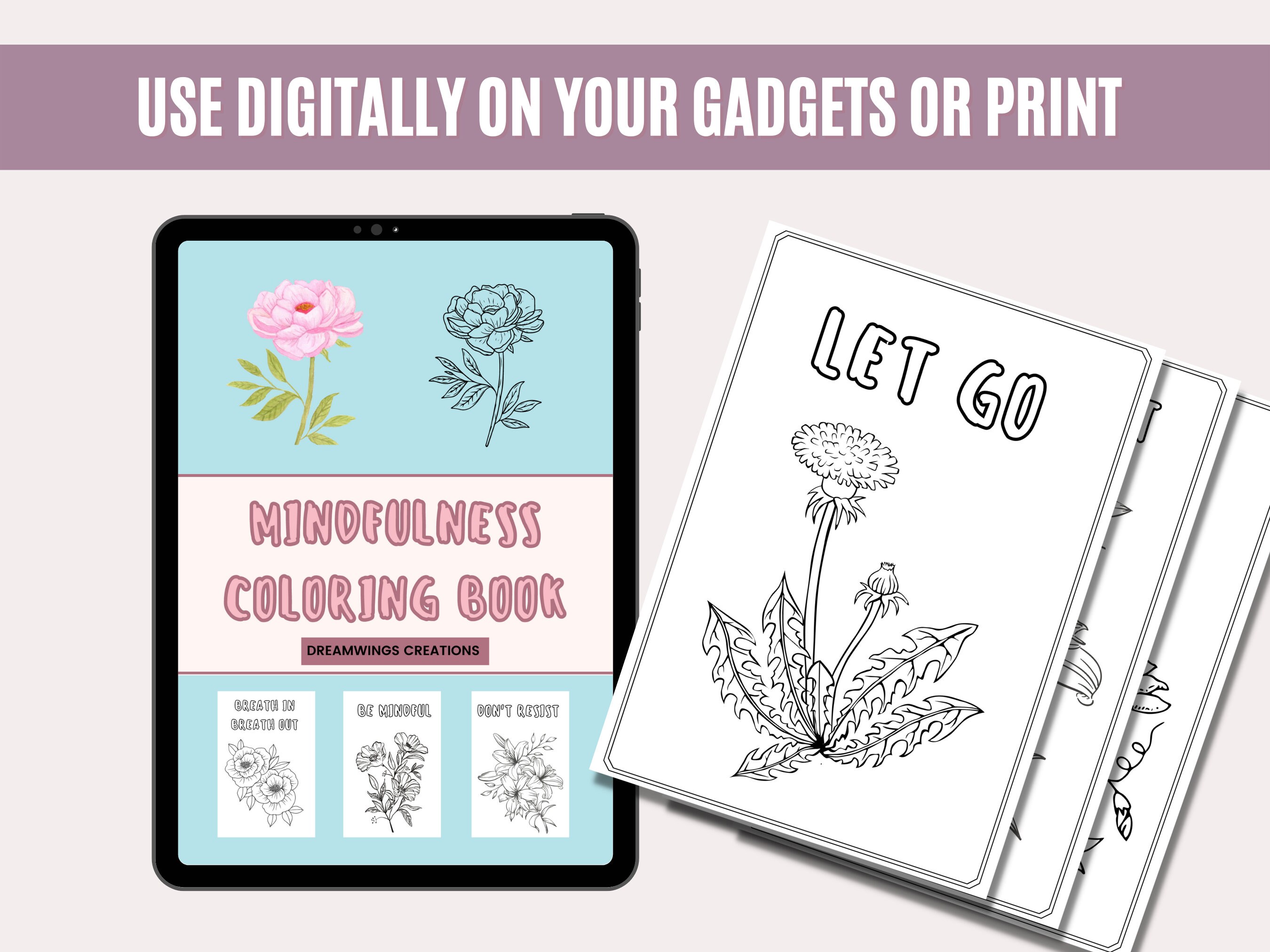 Printable Coloring Book, Mindfulness Quotes, 20 Pages Adult Coloring ...