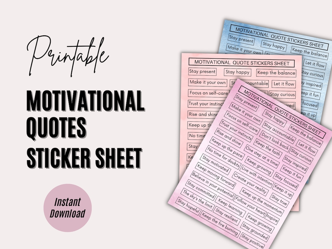 Motivational Quotes Printable Stickers, Planner Stickers, Journal ...