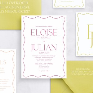 Modern Wavy Wedding Invitation Suite: Semi-custom 5-piece Invite - Etsy