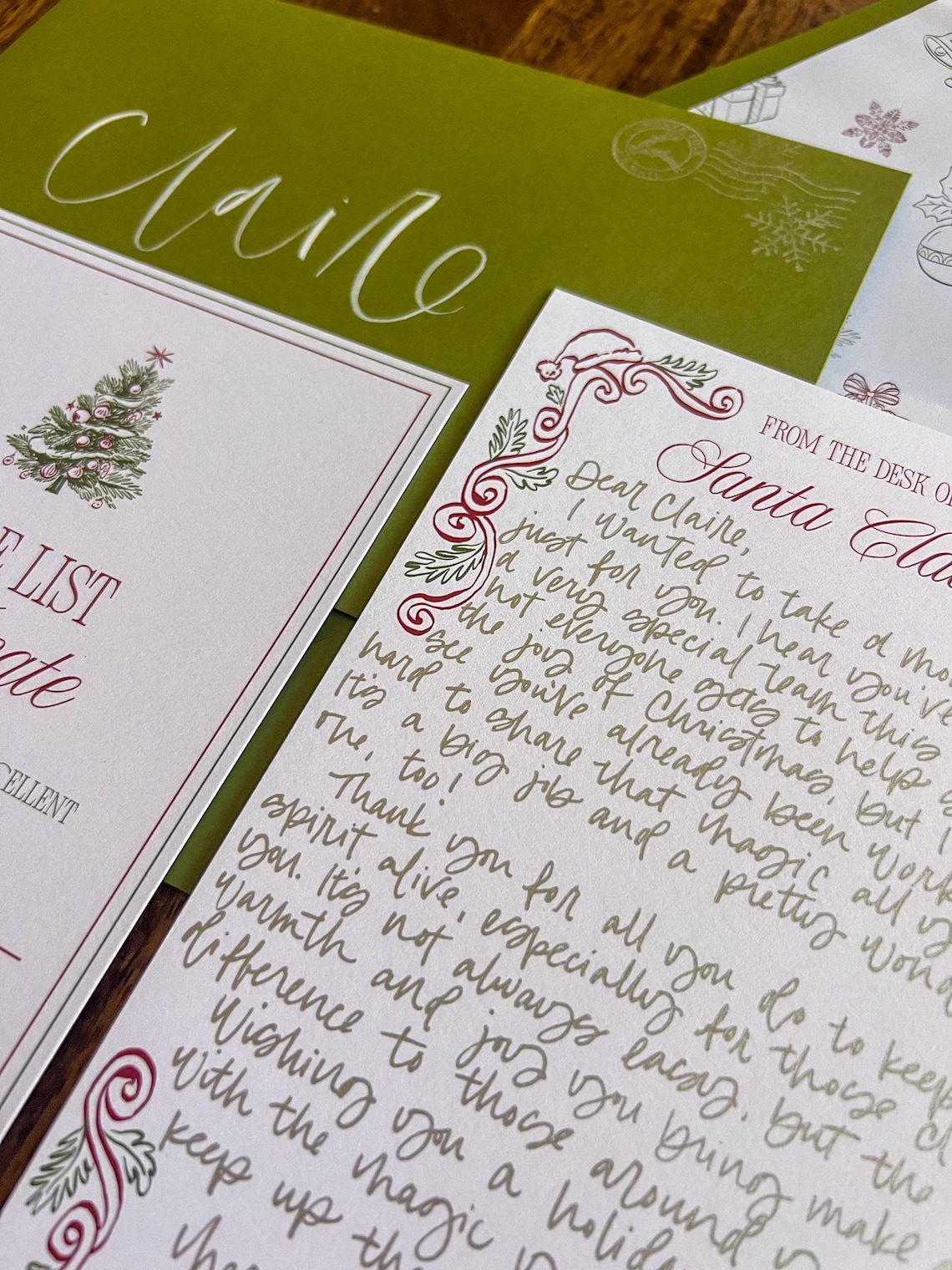 Personalized Handwritten Letter From Santa, Custom Calligraphy ...