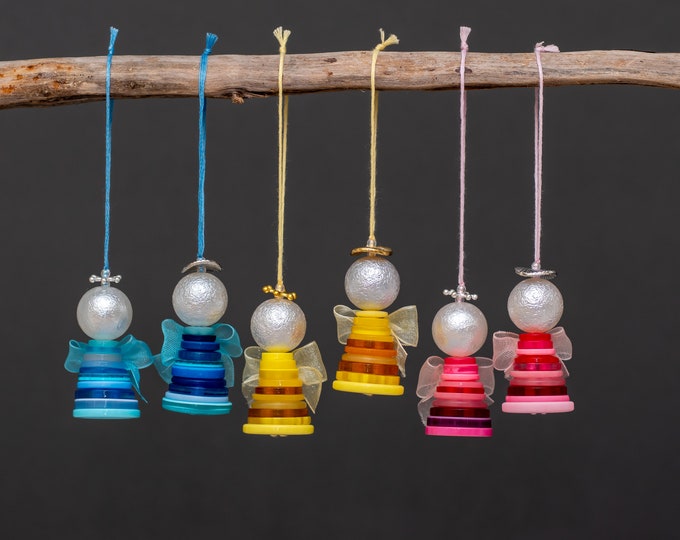 Handmade Coloured Button Angel/fairy Christmas Tree Decoration, Gift ...