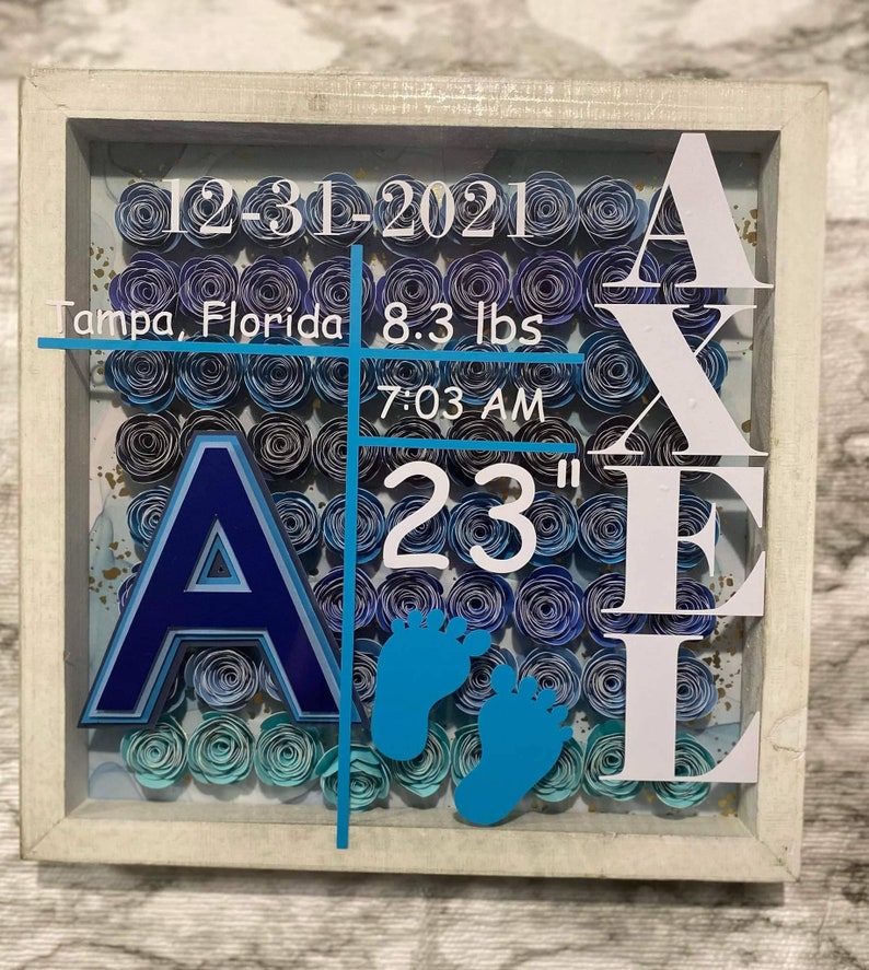 Birth Announcement Shadow Box Baby Boy Shadow Box - Etsy