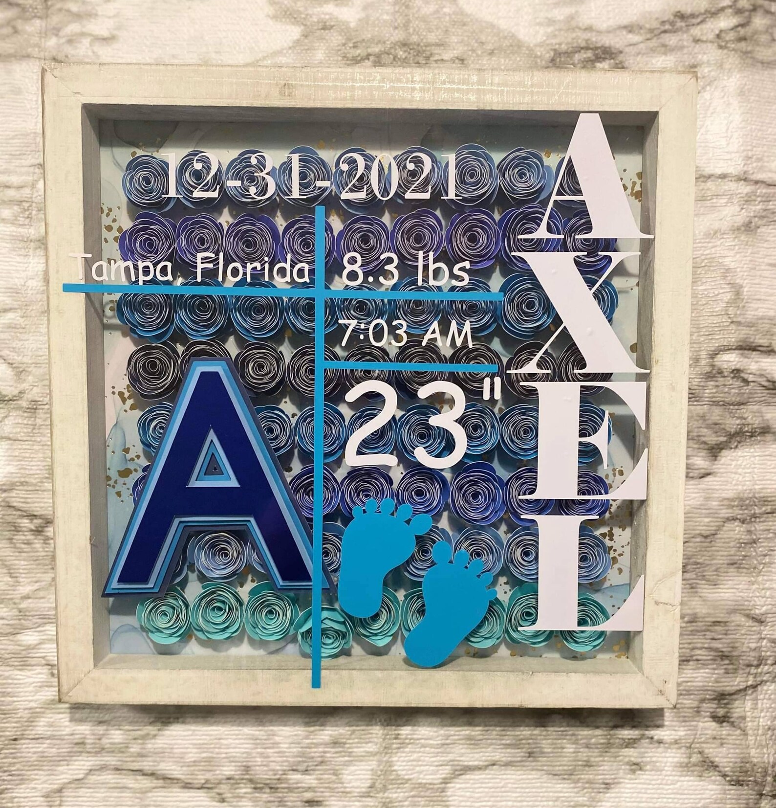 Birth Announcement Shadow Box Baby Boy Shadow Box - Etsy