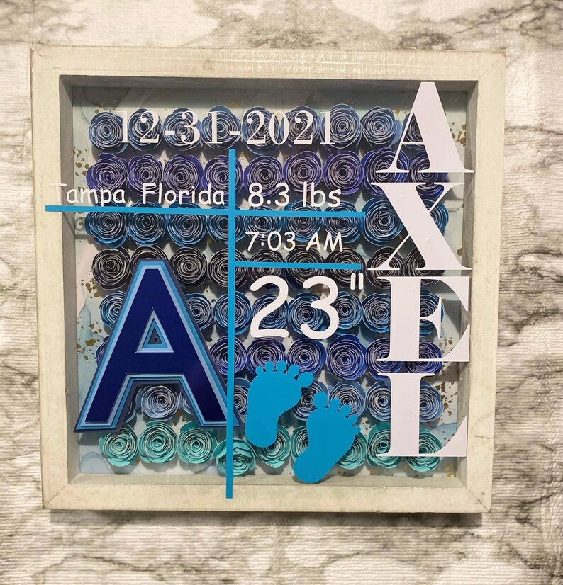 Birth Announcement Shadow Box Baby Boy Shadow Box - Etsy
