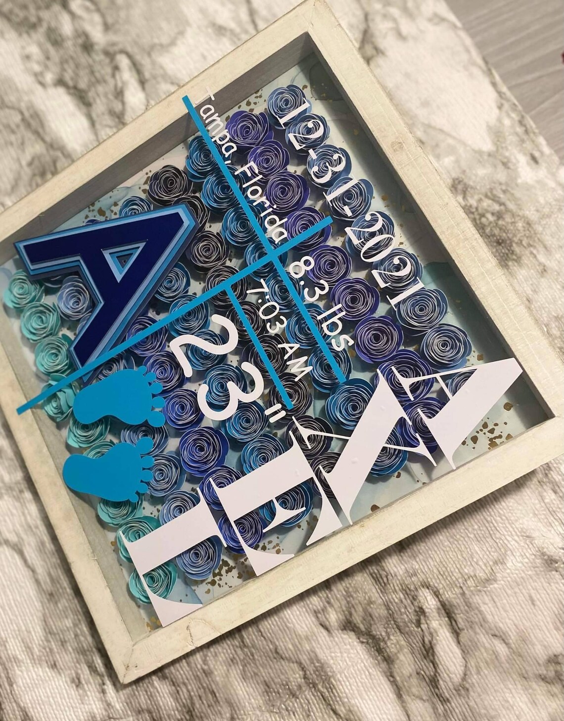 Birth Announcement Shadow Box Baby Boy Shadow Box - Etsy