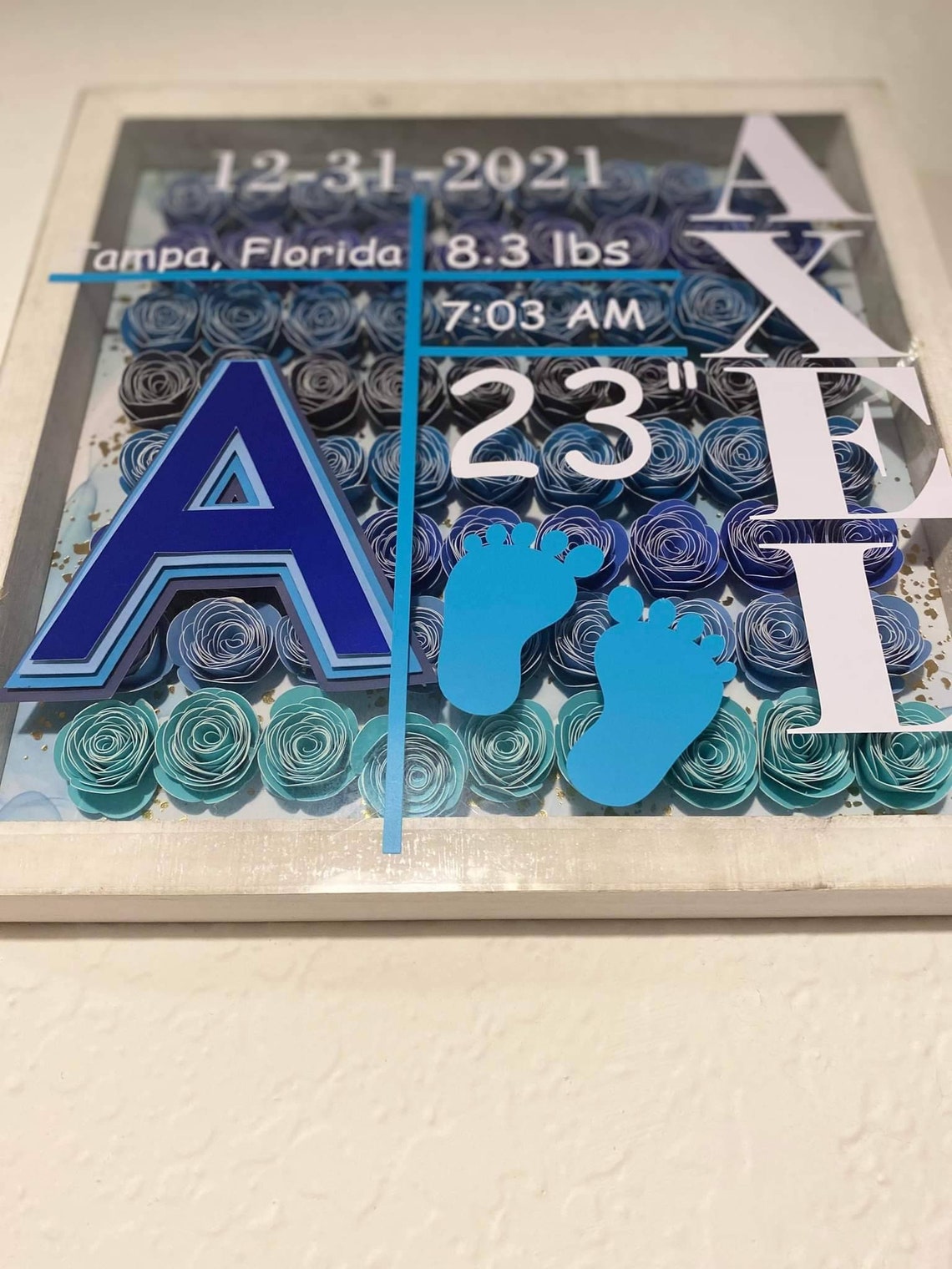 Birth Announcement Shadow Box Baby Boy Shadow Box - Etsy